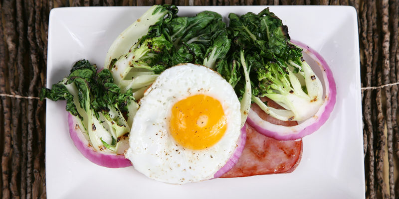 Grilled Baby Bok Choy with Ham and Eggs - San Miguel Produce, Inc.